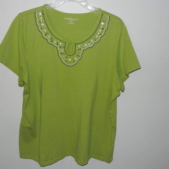 croft & barrow | Tops | Croft And Barrow Green Embellished Pearl Top X ...